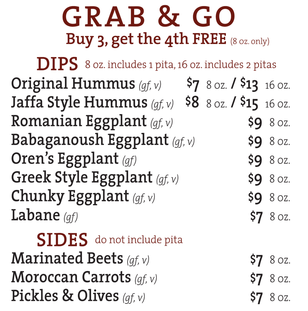 Menu | Oren's Hummus Express